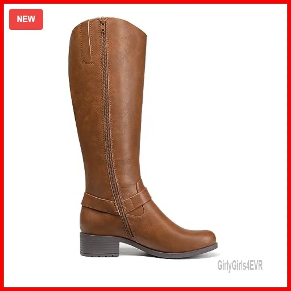 Shoes | Knee High Motorcycle Boots With Side Zipper And Stretch Panel ...